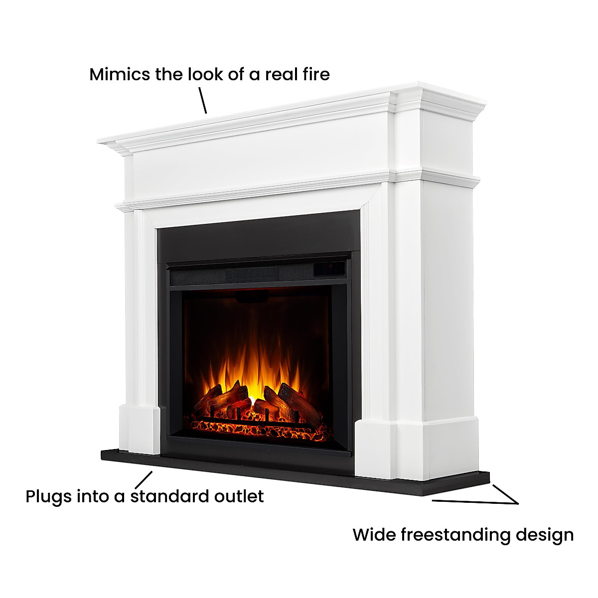 Real Flame White 8060E Harlan Grand Electric Fireplace, Large