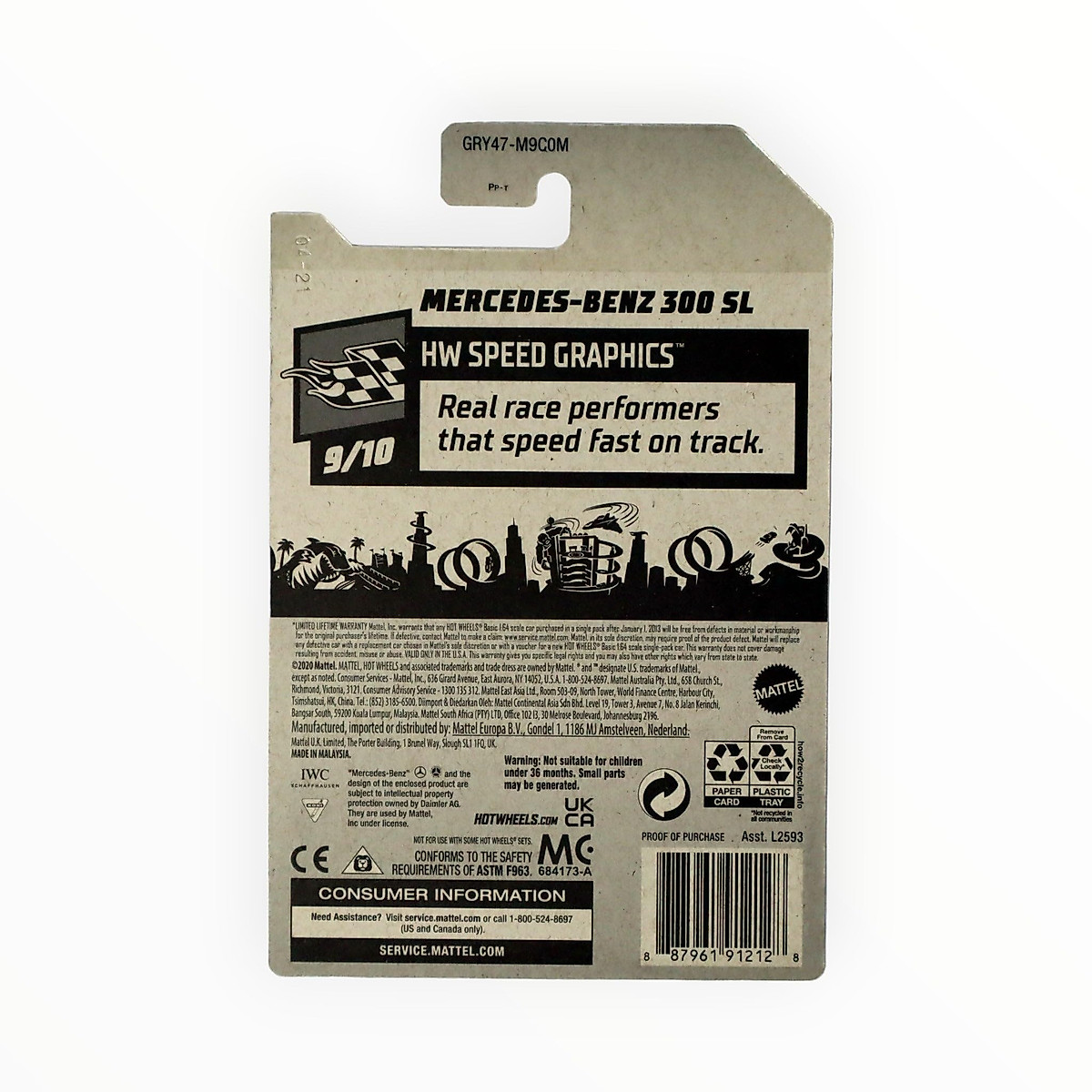 DieCast Hotwheels Benz 300 SL - HW Speed Graphics 9/10 [Silver] 196/250