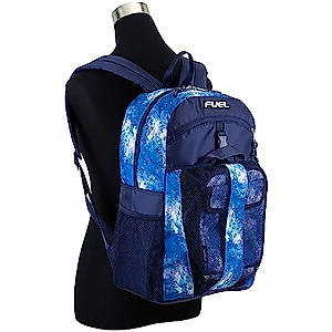 FUEL Backpack with Lunch Box Combo – 18” Two Compartment Water Resistant Durable Adjustable Straps with Side Water Bottle Pockets 2 in 1 Set - Light Blue Galaxy