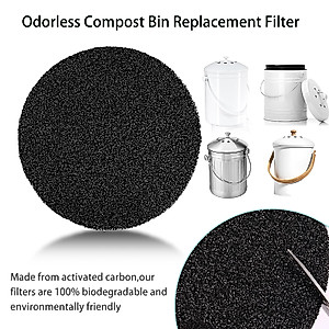 LXIANGN 6.7inch Kitchen Charcoal Filters Compost Bin Replacement Carbon Filter Round for Trash Cans, Compost Buckets, Countertop and Recycle Bins (10 Pack)