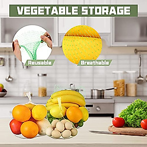 Zhengmy 500 Pcs Mesh Produce Bags for Vegetables Reusable Nylon Vegetable Onion Fruit Grocery Seafood Boiling Bags Plastic Toy Green,Red,White,Yellow
