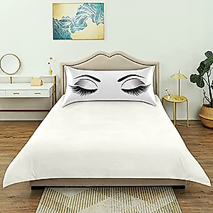 xigua Silk Satin Pillowcase for Hair and Skin,Black Fluffy Eyelashes with Closed Eyes Slip Pillow Cases,Satin Cooling Pillow Covers with Envelope Closure Queen Size 20x30 in