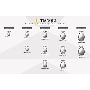TIANQIU 2032 Battery (CR2032/ DL2032/ E-CR2032/ SB-T51/ LF1/ 2V) Lithium 3v (1 Pack of 5)