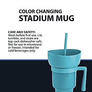 Snack and Drink Cup,Stadium Tumbler-32oz Color Changing Stadium Cups (Teal)