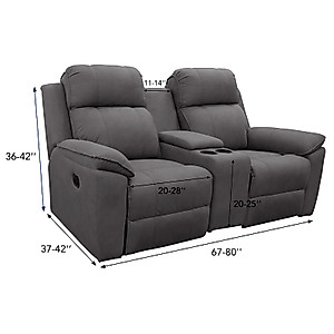 Easy-Going 1 Piece Stretch Reclining Loveseat with Middle Console Slipcover, 2 Seater Loveseat Recliner Cover with Holder and Storage, Recliner Couch Sofa Cover, Furniture Protector Chocolate