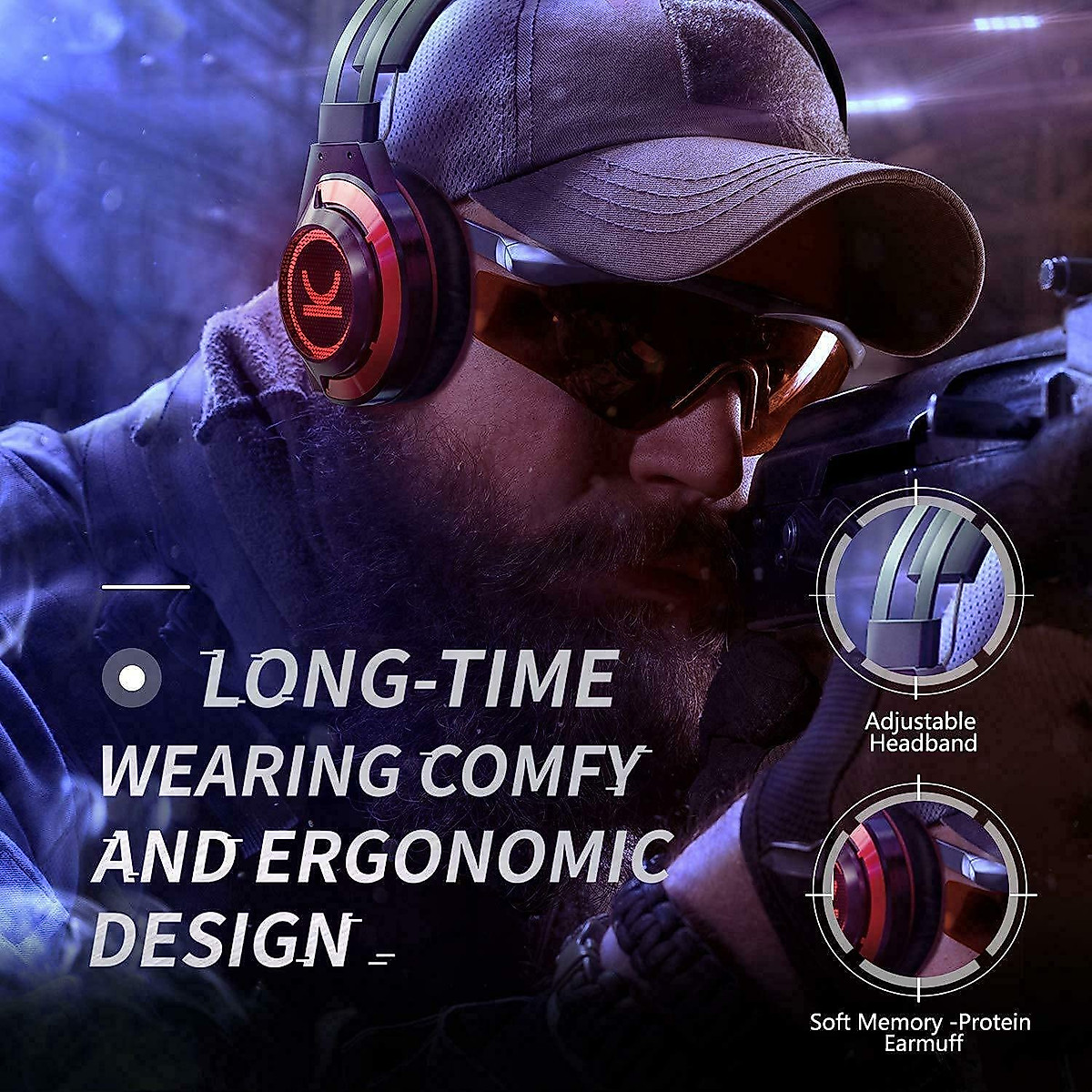 EZ.winpow PC Gaming Headset, Video Game Stereo Headphone with 7.1 Surround Sound with Noise Canceling Mic & Memory Foam Ear Pads for PC/PS5/PS4/Xbox One/Nintendo Switch Red