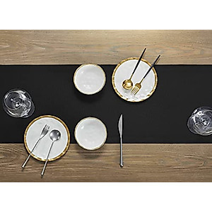 ZeeMart Basic Linen Style Table Runner, 14 x 72 Inch Black, Rustic Farmhouse Black Table Runners 72 Inches Long, Everyday Polyester Table Runner - Machine Washable & Easy Care