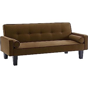 YUNLife&Home Loveseat Sofa,Modern Decor Accent Futon Love Seat Bed for Living Room Bedroom Napping,Tufted Upholstered Small Recliner Couch Furniture,Solid and Easy to Install, Brown 2 Seaters