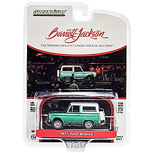 1977 Bronco Jade Glow Green Met & White Top w/Houndstooth Green Interior Lot #1001.1 Barrett Jackson Scottsdale Ed 1/64 Diecast Car Greenlight 37250 F