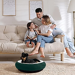 Love's cabin Round Donut Cat and Dog Cushion Bed, 20in Pet Bed for Cats or Small Dogs, Anti-Slip & Water-Resistant Bottom, Super Soft Durable Fabric Pet beds, Washable Luxury Cat & Dog Bed Green