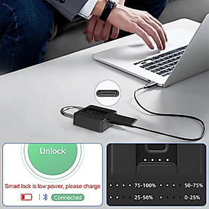 Key Padlock with Fingerprint Bluetooth App eLinkSmart Combination Lock: Large Padlock for Truck Gate Footlocker Gym Locker Outdoor ​Waterproof Heavy Duty Support iOS Watch