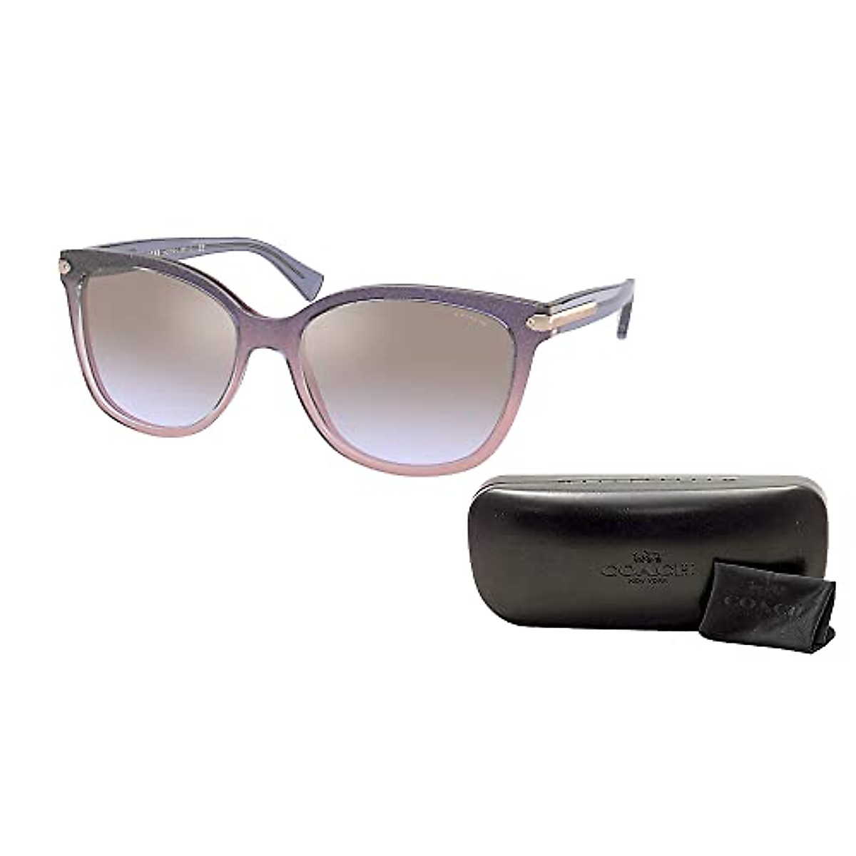 COACH HC8132 555494 57MM Shimmer Violet Peach Gradient/Violet Gradient Flash Cat Eye Sunglasses for Women + BUNDLE With Designer iWear Complimentary Eyewear Kit