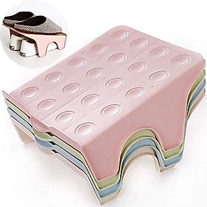 Handys Space Saving Plastic Double Shoe Slot Stacker and Organizer Rack - 4-Pack Saver Set of 4 Colors Slots for Closet Decker Multi