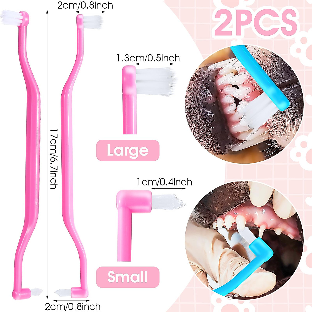 Abeillo 4Pcs Dual Headed Pet Tooth Brush, Small Dog Toothbrush, Cat Dental Care with Micro Brush, Cat Toothbrush, Cat Dental Care Supplies - Pet Toothbrush for Small Dogs, Cats