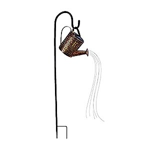 Solar Metal Garden Lamp,Hollow Water Kettle Art Lights,Cans Crackle Design Waterproof,Courtyard Lawn Front Door Home Garden Decoration (A)