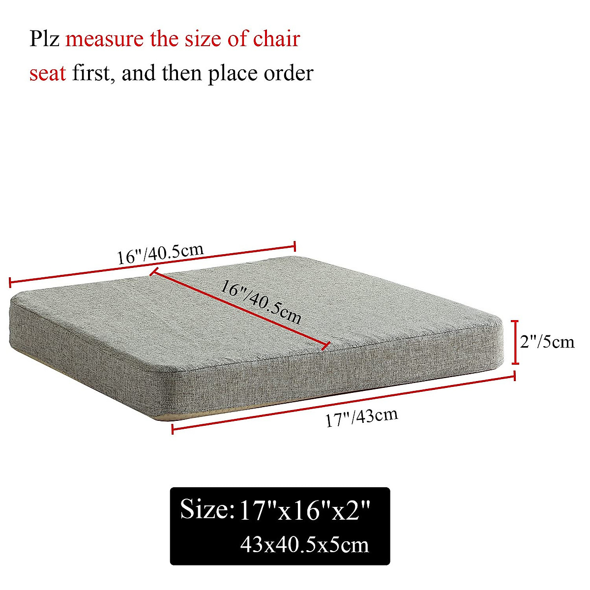 Chair Cushion for Dining Chairs with Ties 2 Pack Non Slip Memory Foam Kitchen Room Chair Pads 17x16 Inch, Brown