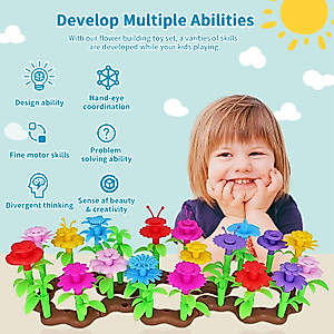 Lierpit Flower Arrangement Toy Set 128PC,Bouquet Building Blocks, Educational Garden Art and DIY Assembly handicrafts, for Children Over 3 Years Old on Holidays, Birthdays and Christmas