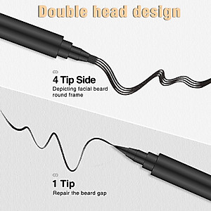 Beard Pencil Filler for man Water Proof Beard pen and beard brush Long Lasting Coverage Natural Finish, Male Mustache Repair Shape, Effective Enhance Facial Hair （BLACK）