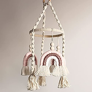 Baby Mobile for Crib - Rainbow Baby Mobile - Crib Mobile for Girls - Boho Crib Mobile - Boho Nursery Decor - Mobile for Bassinet, Pack N Play - Pink