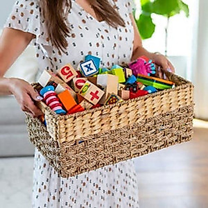 Large Wicker Storage Basket, Seagrass Basket, Water Hyacinth Storage Baskets for Organizing Bathroom, Bedroom, Living Room & Towels…