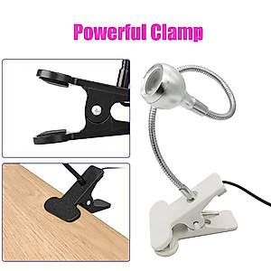 395nm 3W UV LED Light with UV Protection Gloves, 5V USB Input UV LED Lamp with Fixtures and Gooseneck Nail Lamp for Gel Nails and Ultraviolet Curing(Silver)