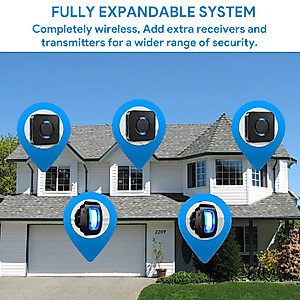 Wireless Motion Sensor LED Light - Motion Detector Alarm Chimes Door Sensor with 500 FT Range Security Alert Monitor System for Home, Business, Store, Office, School