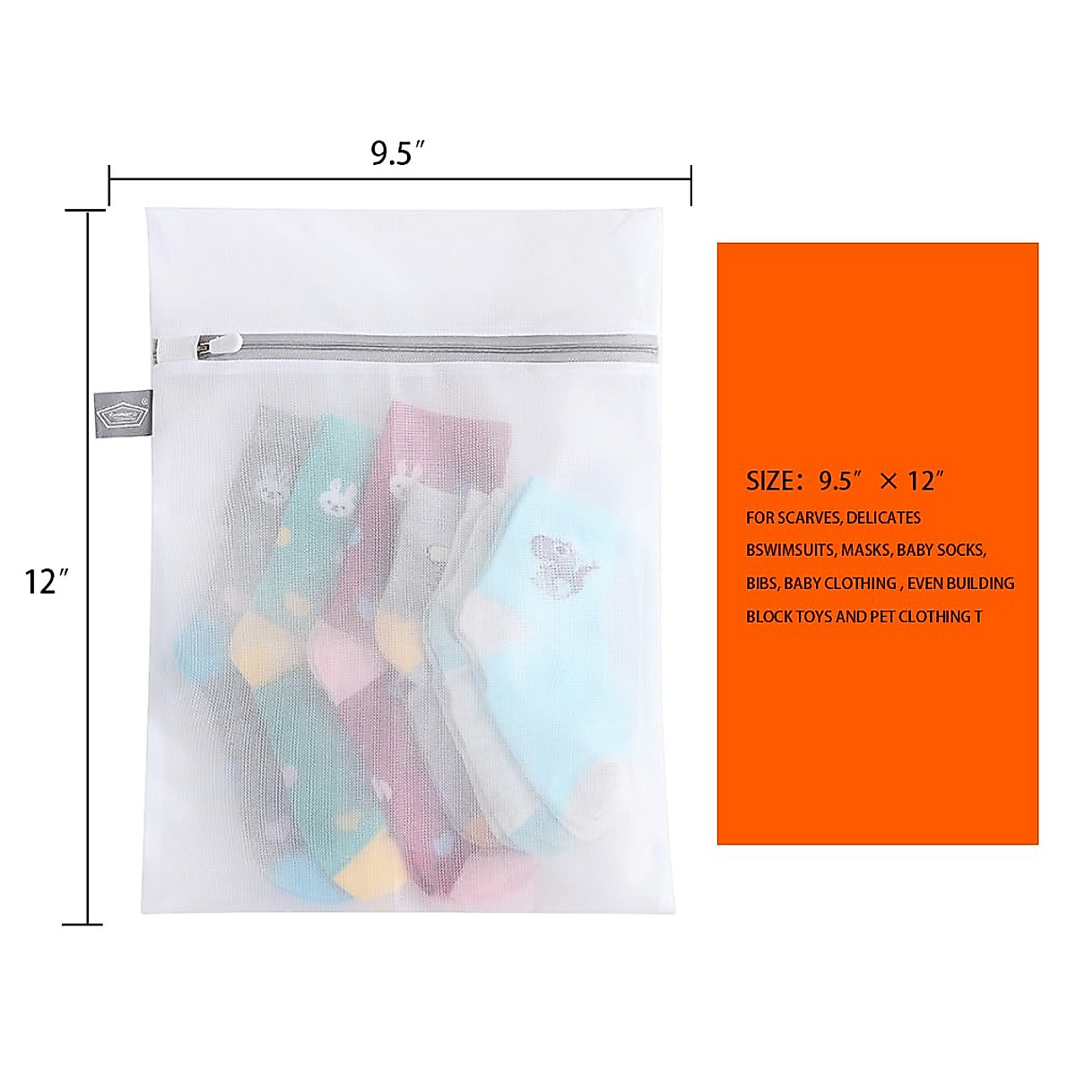 Kimmama Durable Fine Mesh Laundry Bags for Delicates,Small Size Lingerie Bags for Washing Delicates,Socks,Mask,10 x 12 Inches