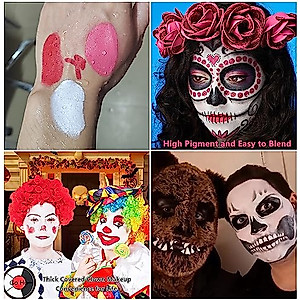 Go Ho Makeup Clown White Black Red Face Paint,3 IN 1 Colors Wheel for Clown Makeup Special Effects,Zombie Vampire Skeleton for Halloween Costume and Body Paint