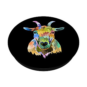 Cute Goat Watercolor Goat for Colorful Goat Pop Art Style PopSockets Swappable PopGrip