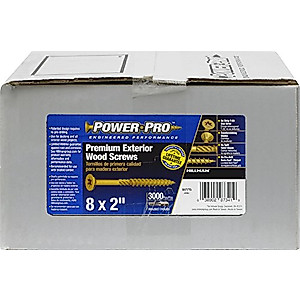 Power Pro 967775 Wood Screws, #8 x 2", Premium Outdoor Deck Screws, Rust Resistant, Epoxy Coated Bronze, 3000pcs Box
