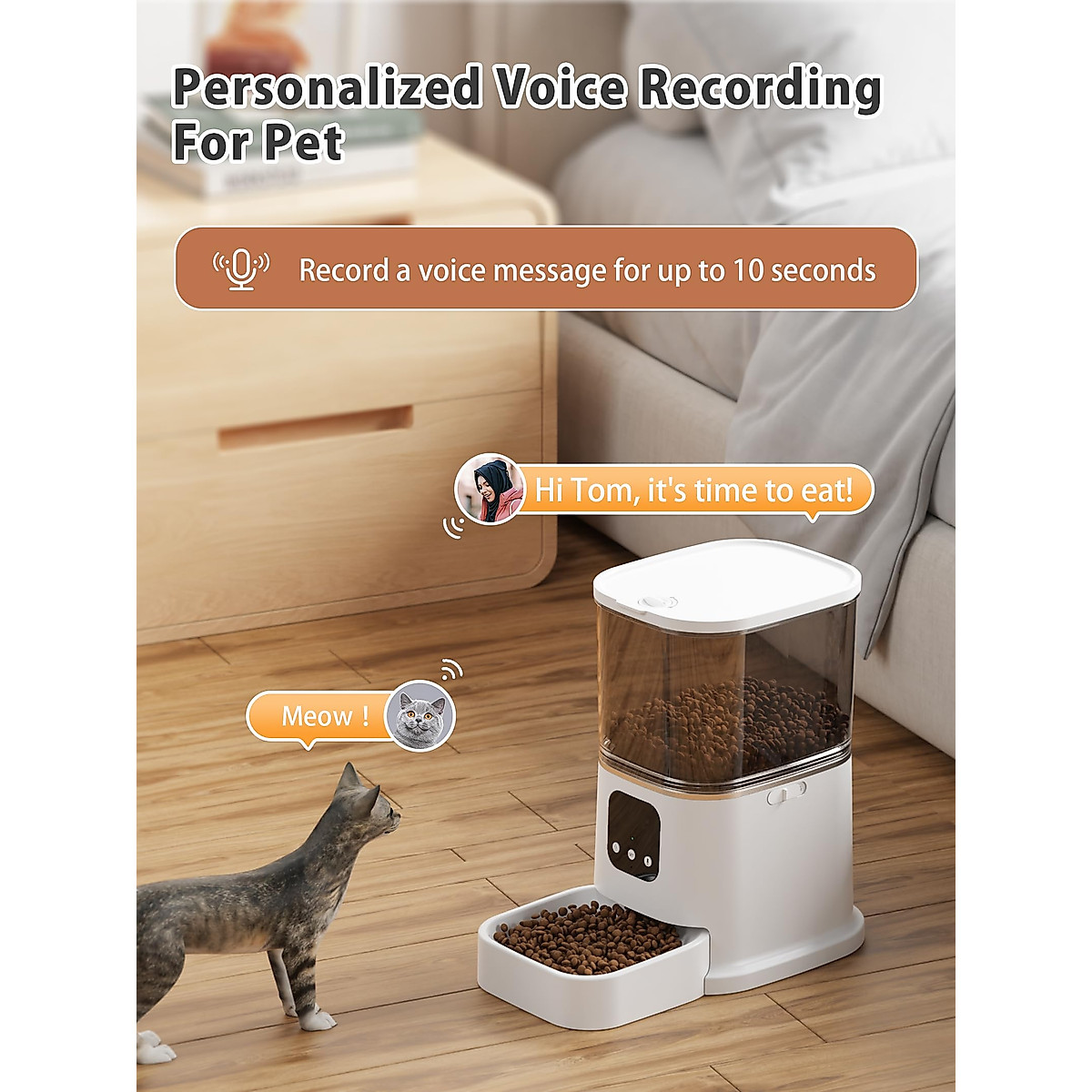 Automatic Cat Feeders with APP Control - 2.4G WiFi Food Dispenser, 6L Automatic Pet Feeder with Voice Recorder, Food Treat Dispenser for Cat & Dog