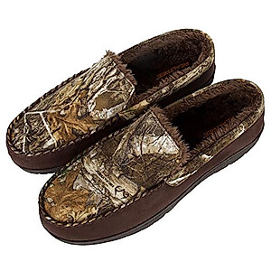 Realtree Men's Memory Foam Camo Moccasin House Slipper Indoor/Outdoor, Camo, Large