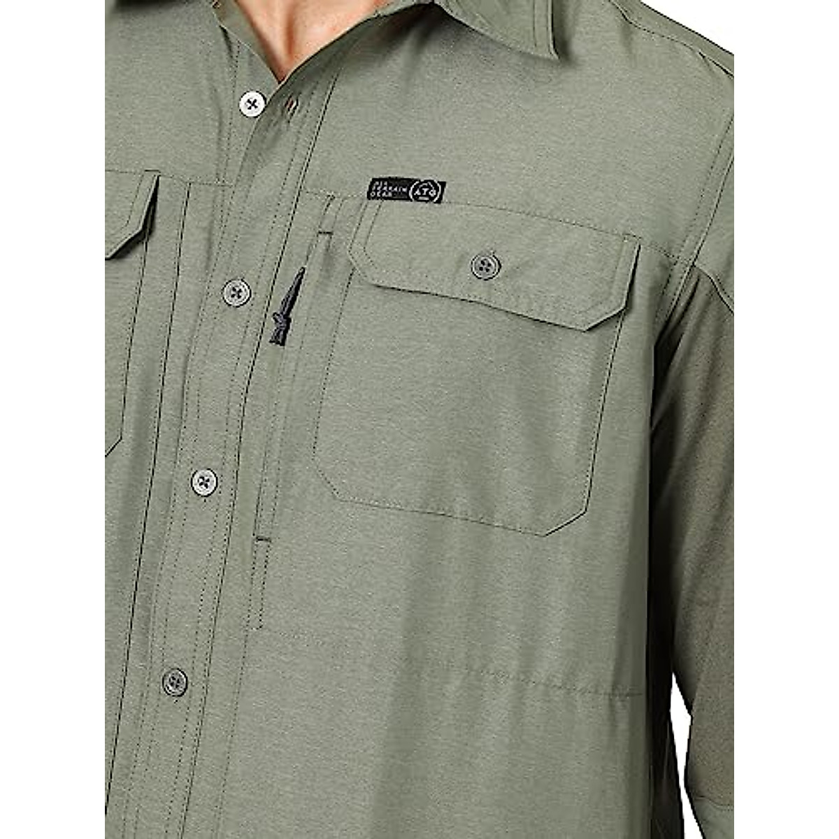 ATG by Wrangler mens Long Sleeve Mixed Material Shirt, Dusty Olive, XX-Large US