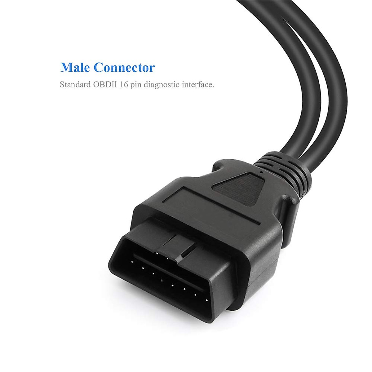 Outzone OBDII Extension Cable 16 Pin Splitter Y Cable 30cm/11.8inches Male to Dual Female Cord Compatible for All OBD2 Vehicles