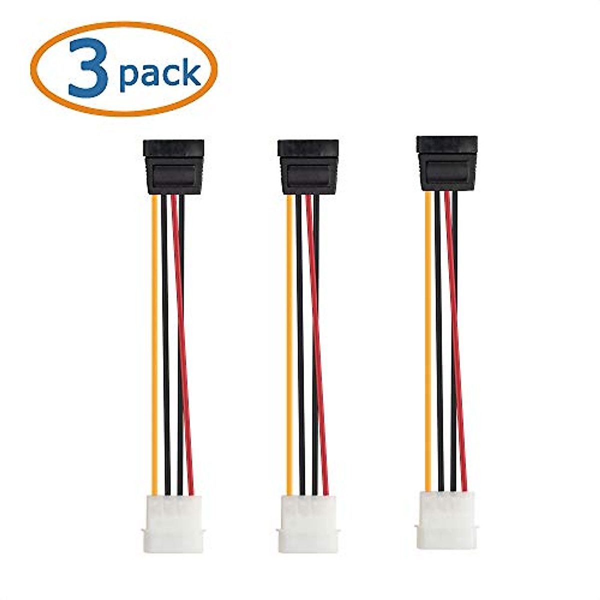 Cable Matters 3-Pack 4 Pin Molex to SATA Power Cable (SATA to Molex) - 6 Inches