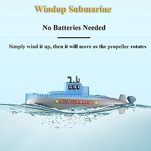 NEXTAKE Windup Submarine Bath Toy Clockwork Pigboat Floating Toy SUB Tub Toy Swimming Bathtub Toy Water Toy Fish Tank Toy Submarine Model Toy for Boys and Girls