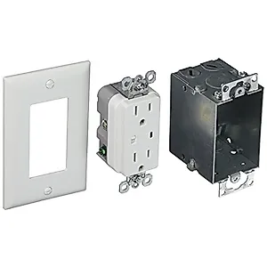 Legrand - OnQ Duplex Outlet Kit Provides Power and Surge Protection to Networking, Power Outlet Kit with Recessed Outlet Compatible with Standard Knockouts, Recessed Power Outlet, 36456902V1