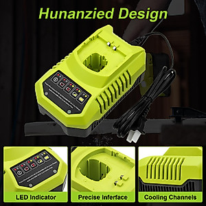 2Pack 6.0Ah Replacement for Ryobi 18V Battery and Charger Combo Replacement for Ryobi 18V Lithium P102 P103 P104 P105 P107 P109 P108 P190 P122 Cordless Tools Battery and P117 Charger