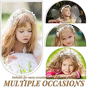 Yinder 3 Pcs Flower Headpiece Hair Accessories for Wedding Flower Headband Flower Crown Floral Tiara Rhinestone Pearl Headband for First Communion Prom(Silver)