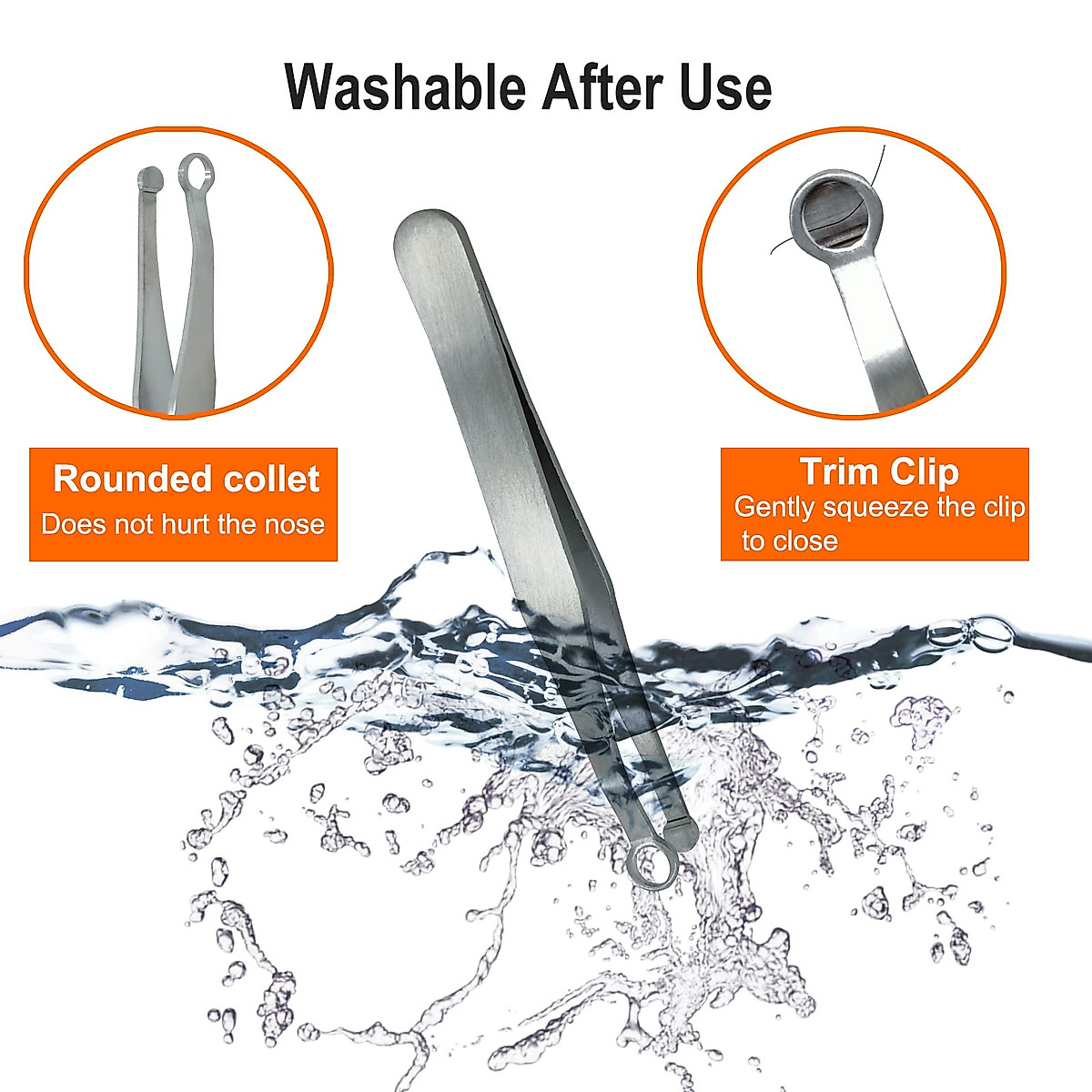 Universal Nose Hair Trimming Tweezers, Comes in Leather Sheath and Storage Packaging, Stainless Steel Manual Ear and Nose Hair Trimmer, Friendly Round Tip Not Hurt The Skin, for Noses, Sideburns