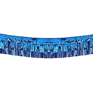 Blukey 10 Feet by 15 Inch Royal Blue Foil Fringe Garland, Shiny Metallic Tinsel Banner Ideal for Parade Floats, Bridal Shower, Bachelorette, Wedding, Birthday, Christmas - Wall Ceiling Hanging Fringe Drapes