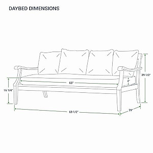 Cambridge Casual Robin Teak Wood Outdoor Sofa Daybed with Oyster Cushion
