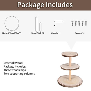 FORACKS 3 Tiered Cupcake Tower Stand Rustic Round Wooden Dessert Cake Dispaly Stands for Wedding, Birthday, Graduation, Tea Party for Thanksgiving