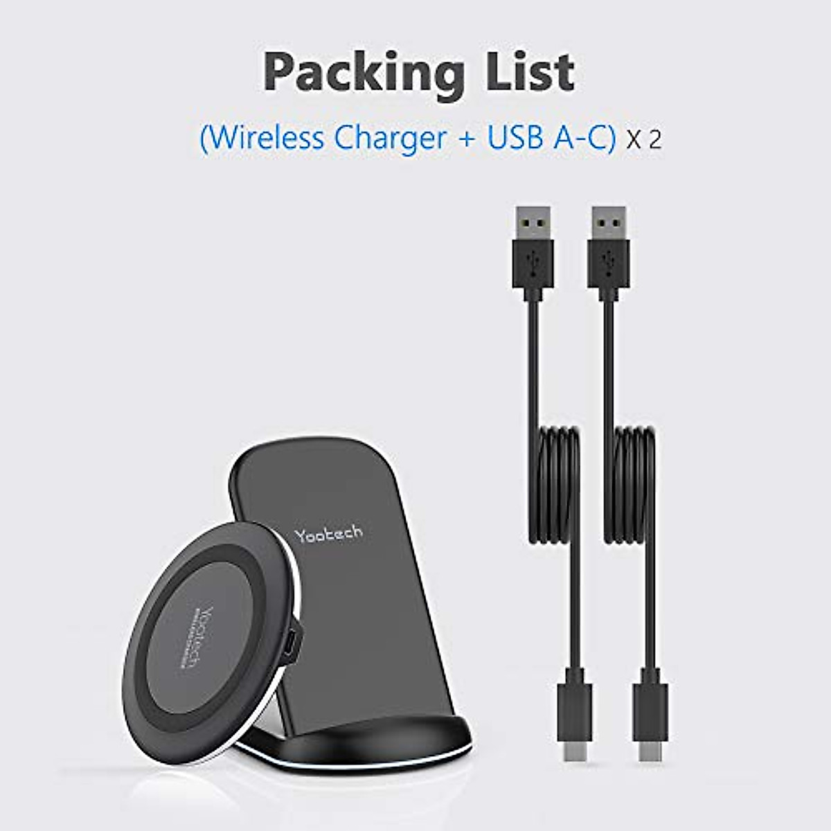 Yootech Wireless Charger,[2 Pack] 10W Max Wireless Charging Pad Stand Bundle,Compatible with iPhone 14/14 Plus/14 Pro/14 Pro Max/13/SE 2022/12/11/X/8,Galaxy S22/S21/S20,AirPods Pro 2 (No AC Adapter)