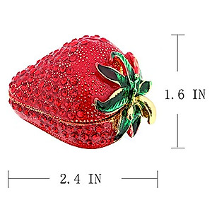 YU FENG Hinged Trinket Box For Girls, Handmade Red Strawberry Trinket Boxes Decorated for Women (red strawberry)