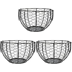 Cabilock 3pcs Egg Basket Round Storage Basket Vegetable Container Dessert Containers Fruit Vegetable Storage Basket Eggs Counter Decor Fruit Storage Container Steel Wire Wrought Iron Food