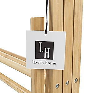 Lavish Home Bamboo Clothes Drying Rack- Collapsible and Compact for Indoor/Outdoor Use-Portable Wooden Rack for Hanging and Air-Drying Laundry