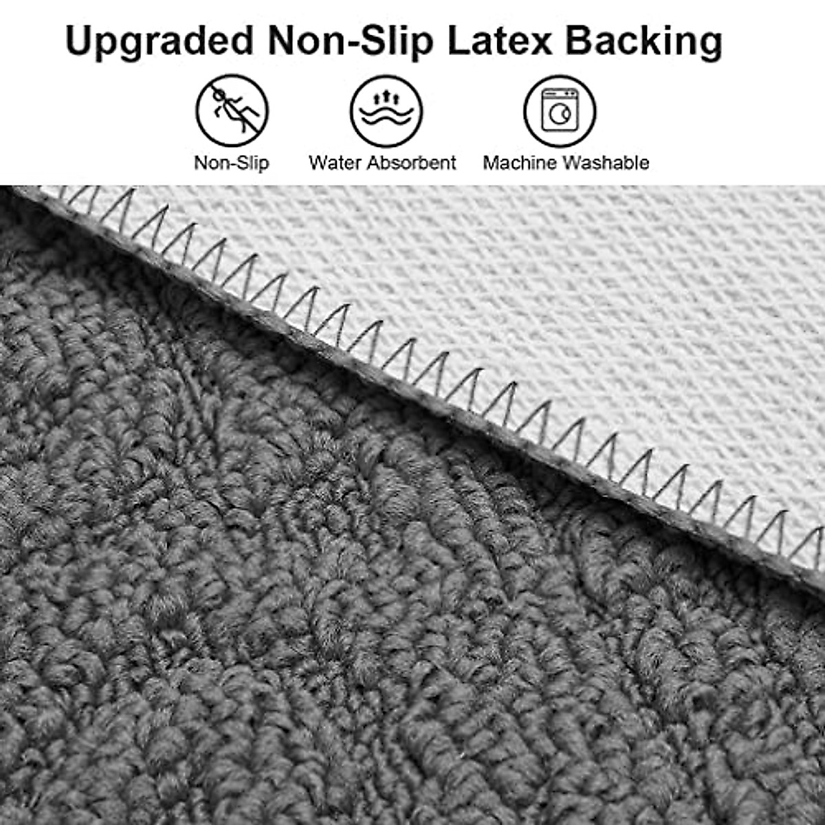 VANZAVANZU Kitchen Rugs, 2 Pack 31"x19" Kitchen Mats, Half Moon Round Kitchen Rugs Carpet, Designed in Latex Anti Skid Absorbent and Machine Washable for Kitchen Doorway Bathroom Floors (Gray)