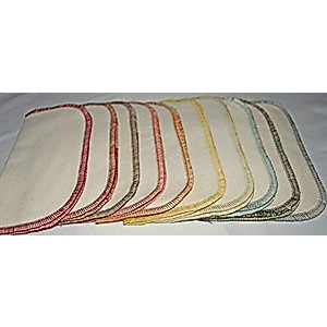 1 Ply Organic Flannel Washable Baby Wipes 8 x 8 Inches Set of 10 Earthtone Assortment