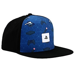 Sony Playstation Embroidered Logo Patch Gaming Icons Youth Flat Bill Hat Multicolored